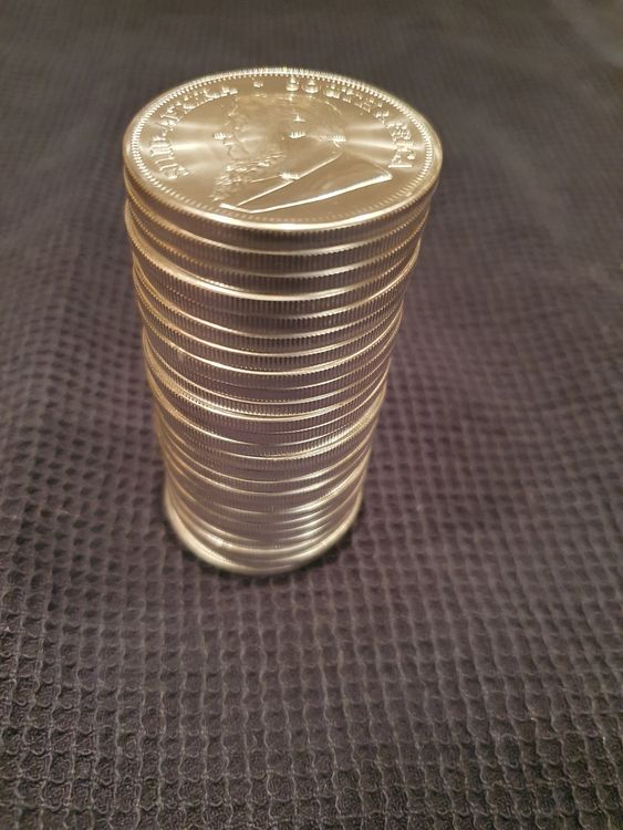 25 Silbermünzen, Krügerrand, 2021, 1 OZ Fine Silver R1 (Neu und ...