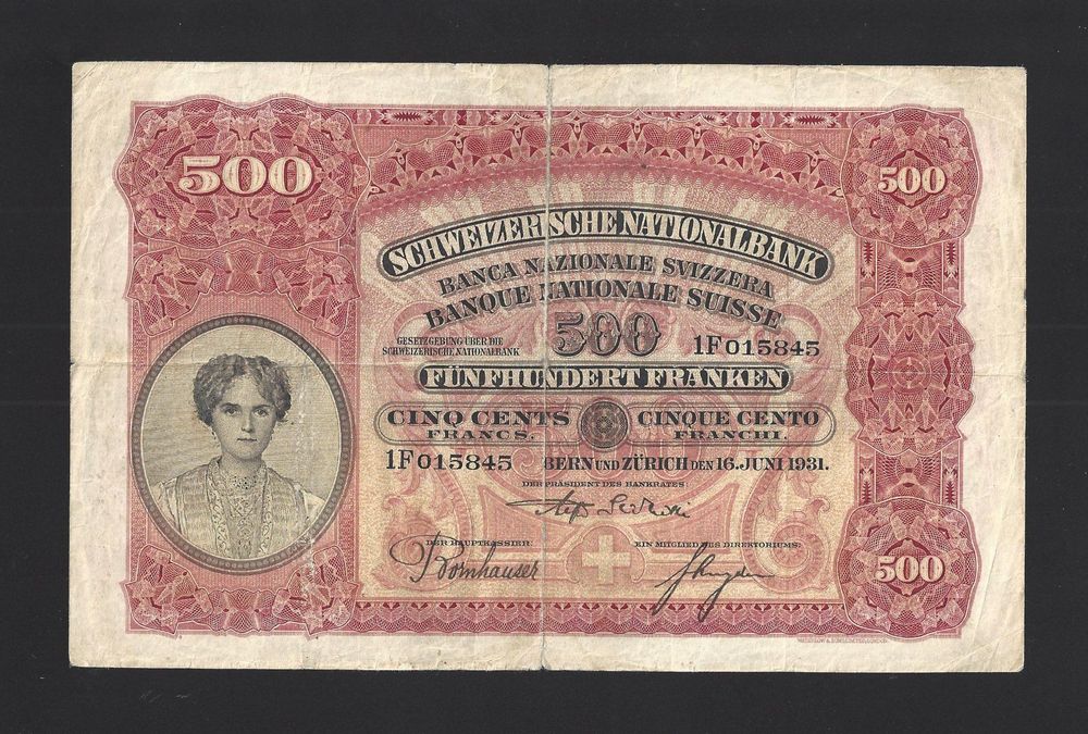 500 Franken Note 1931 (Stickerei) | Kaufen auf Ricardo