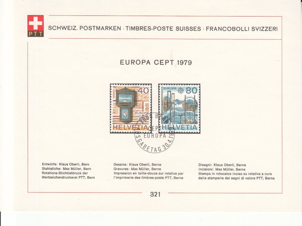 Sammelblätter PTT SBK 321 mit ET (Gebraucht) in Bürglen TG für CHF 0.8 – mit Lieferung auf ...