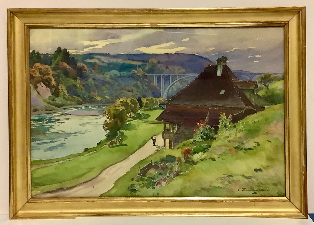 Christian Baumgartner: die Aare bei Bern, Aquarell, signiert | Acheter sur Ricardo