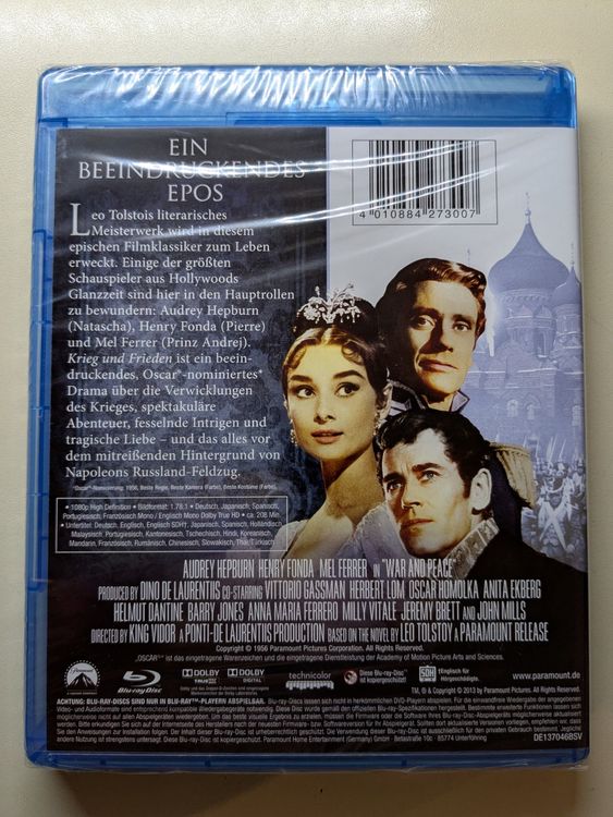 "Krieg und Frieden" mit Audrey Hepburn [Blu-ray/neu & OVP] (Neu und ...