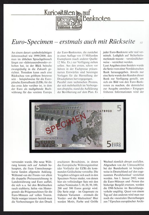 Serie Euro-Specimen ab 1.- | Kaufen auf Ricardo