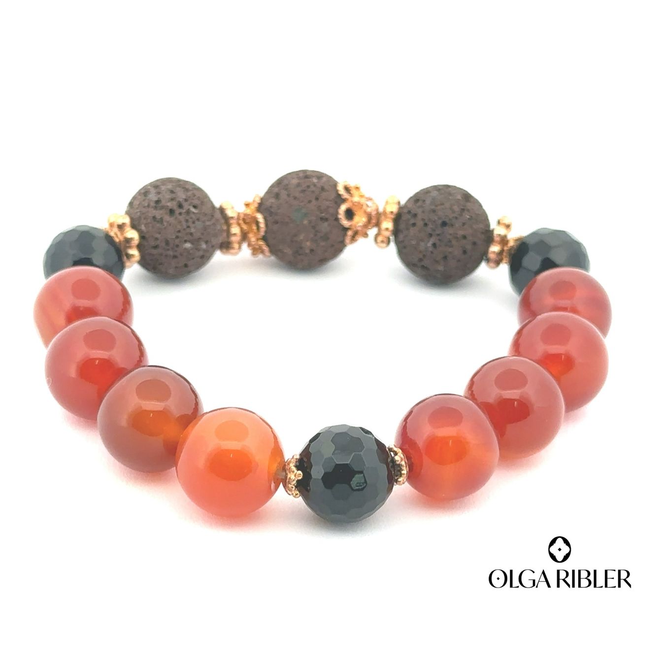 Lawa & Carneole Armband by Olga Ribler mit Onyx (Neu (gemäss ...
