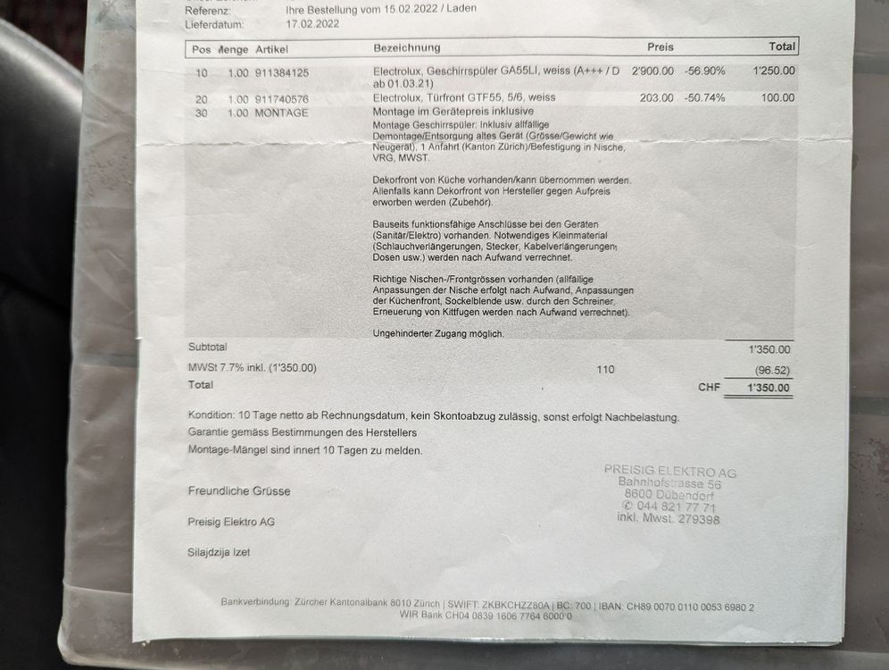 Electrolux Geschirrspüler (Gebraucht) in Wangen ZH für CHF 400 – nur ...