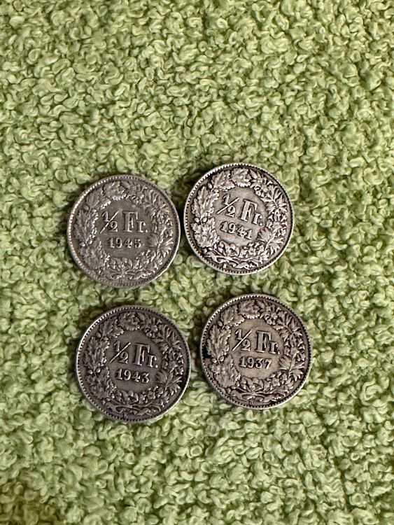 Schweizer Münzen 1/2 Fr. 1937/41/43/45 (Gebraucht) in Obergerlafingen für CHF 6 – mit Lieferung ...