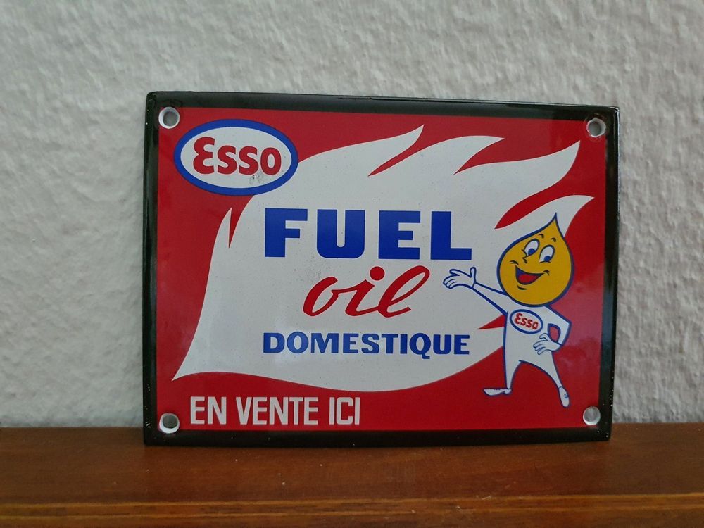 Emailschild ESSO Fuel Oil France Emaille Schild Reklame (Neu (gemäss ...