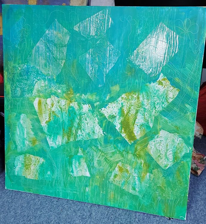 Gemälde "Grüner Frühling" von mir selbstgemalt 80×80 | Kaufen auf Ricardo