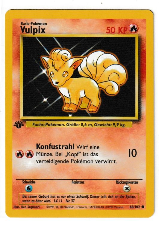 Pokémon Vulpix (68/102), Basis Base Set, 1. Edition | Kaufen auf Ricardo