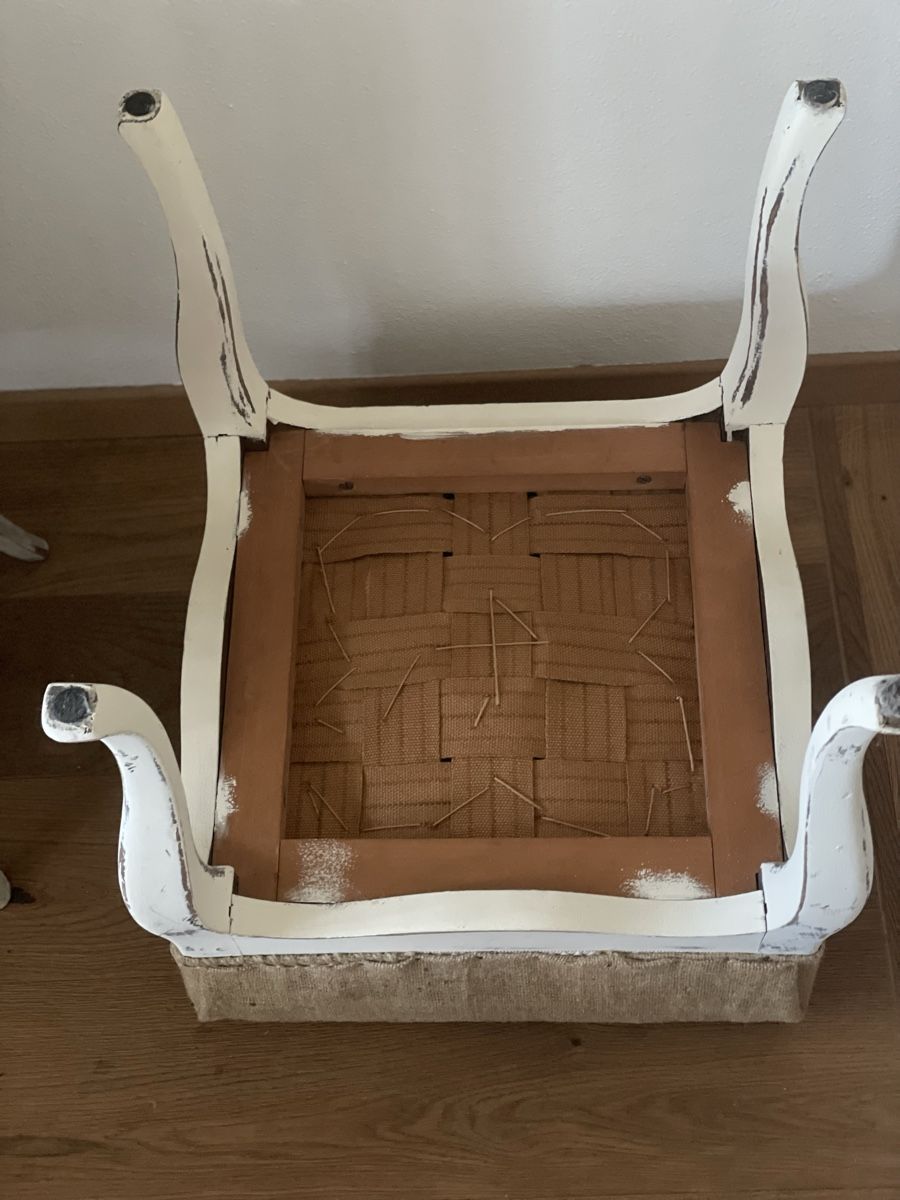 Antiker Hocker mit Jutesack Bezug, Shabby Chic Stil (Gebraucht) in ...