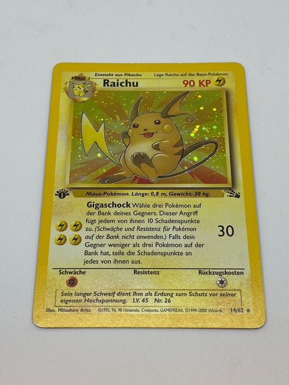 Raichu 1. Edition Holo Pokemon Karte Fossil (Neu (gemäss Beschreibung ...