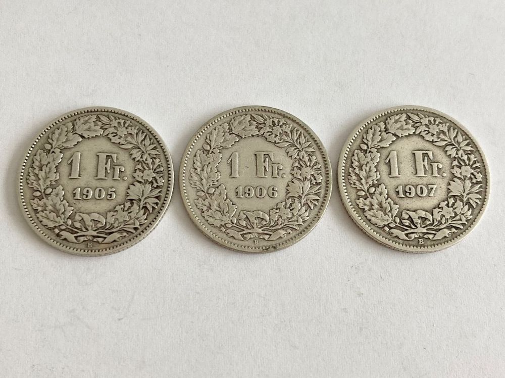 3 x 1 Franken 1905, 1906, 1907 | Kaufen auf Ricardo