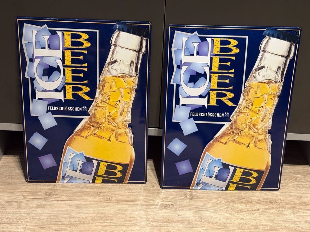 2 x Feldchlösschen Ice Beer Blechschilder (Gebraucht) in Oberbuchsiten ...