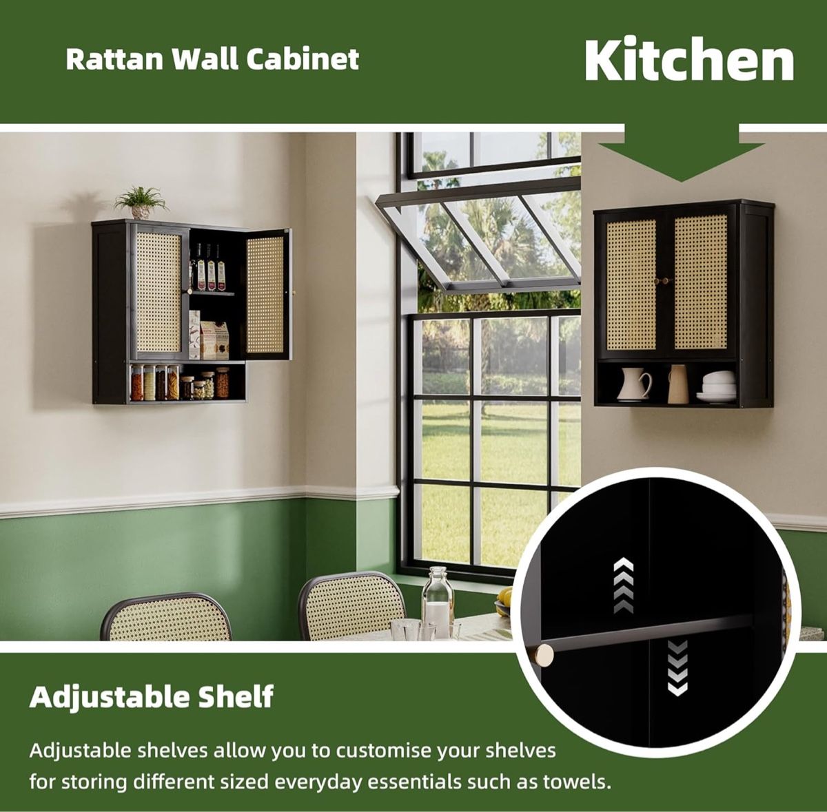 Armoire Murale de Salle de Bain en Bambou avec 2 Portes (Neuf avec ...