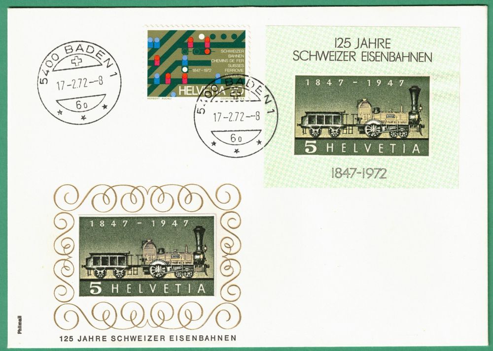 1972 125 Jahre Schweizer Eisenbahnen mit Vignette | Kaufen auf Ricardo