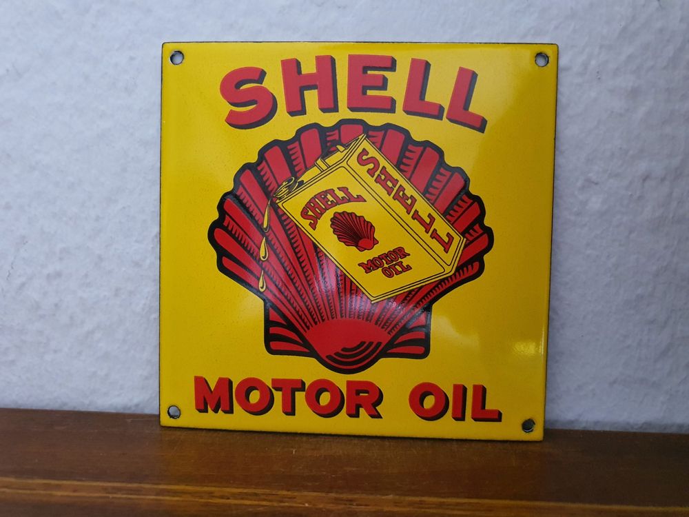 Emailschild SHELL Motor Oil Emaille Schild Reklame Retro (Neu (gemäss ...