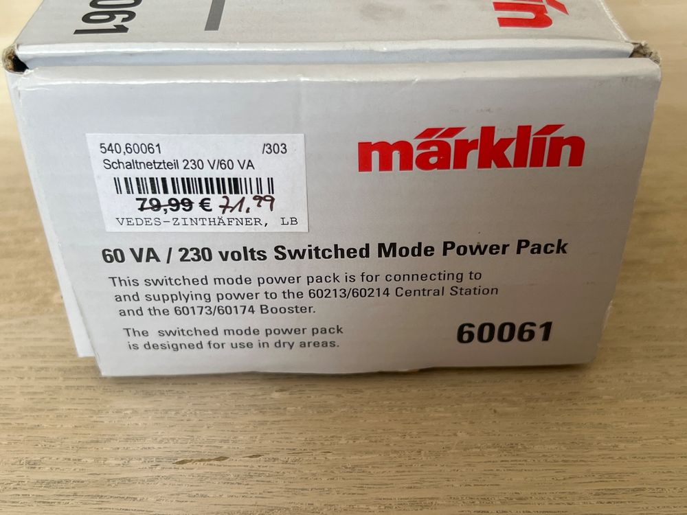 Märklin 60061 Schaltnetzteil 60 VA /230 Volt | Kaufen auf Ricardo