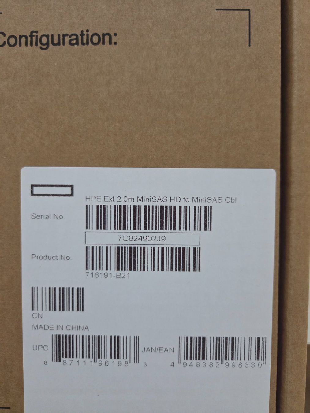 HPE 2.0 Mini SAS HD to Mini SAS Cable, 716191-B21 (Neu (gemäss ...