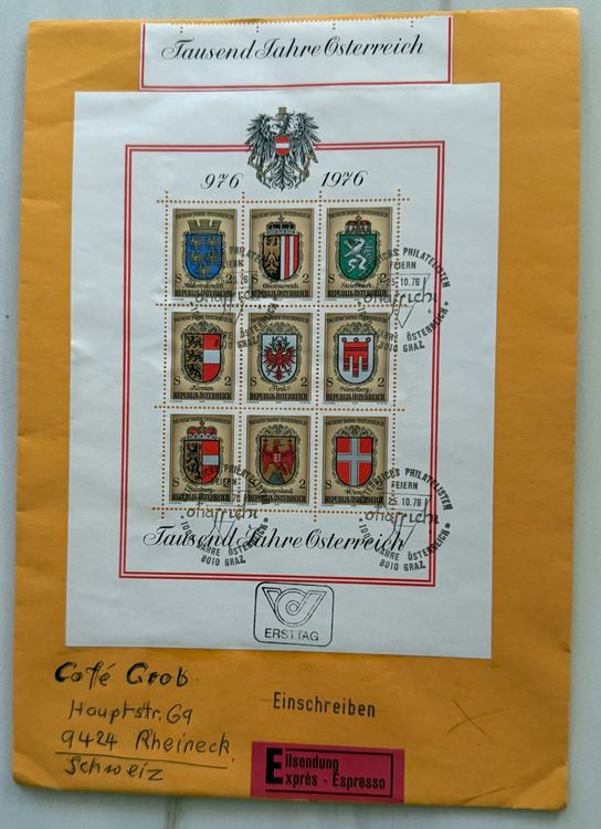 FDC Block-Brief 1976 (Gebraucht) in Münchwilen TG für CHF 1 – mit ...