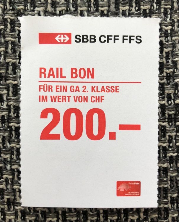 Fr. 200.- Rail Bon SBB CFF FFS (Neu und originalverpackt) in Sursee für ...