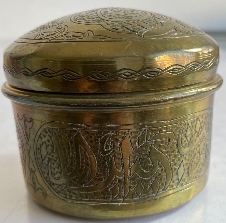 Antike 3 Messing Runder Dekorativer Behälter mit Deckel Ceyl (Gebraucht ...
