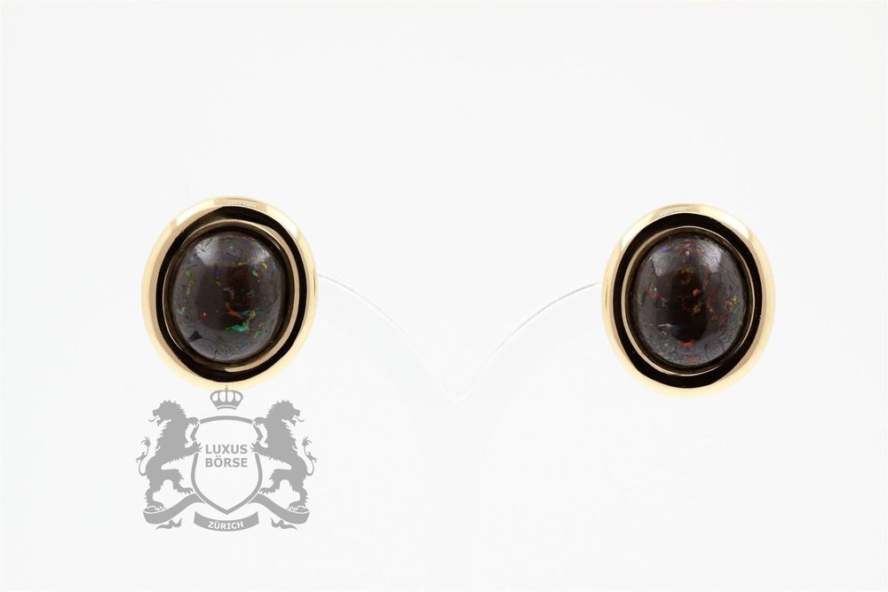Ohrclips mit schwarzem Opal 18K Gelbgold *S2972 (Gebraucht) in Zürich für CHF 2950 – mit ...