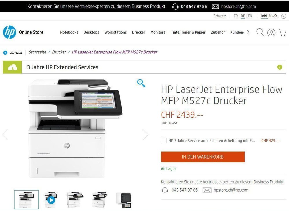 HP LaserJet Enterprise Flow MFP M527c, wie neu, Top Preis (Gebraucht ...