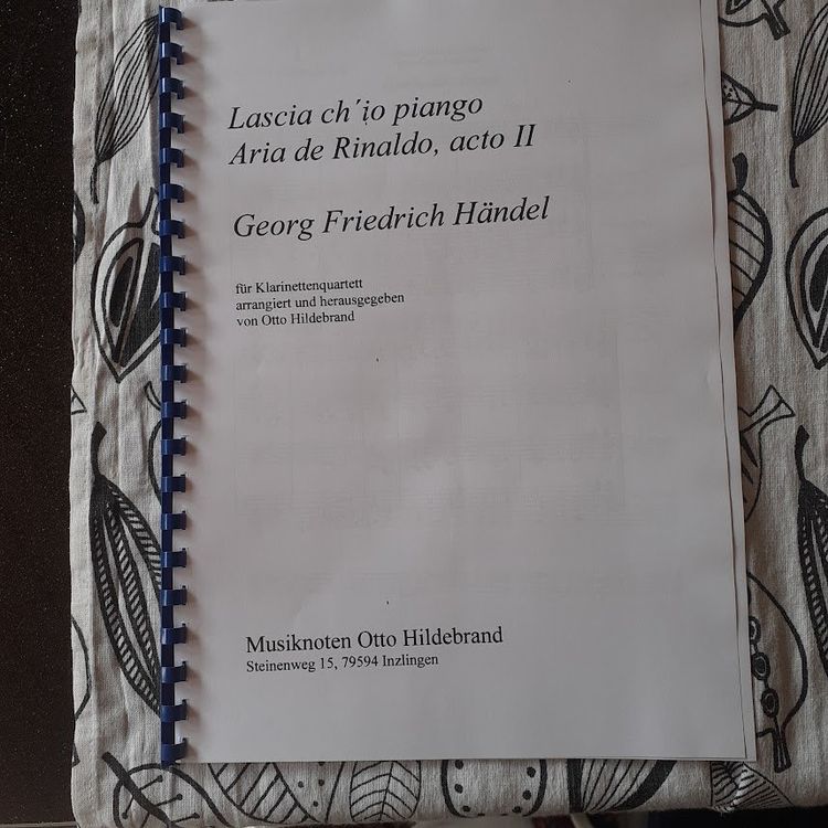 Händel: Lascia ch'io piango, Klarinettenquartett (54 char... (Neu ...