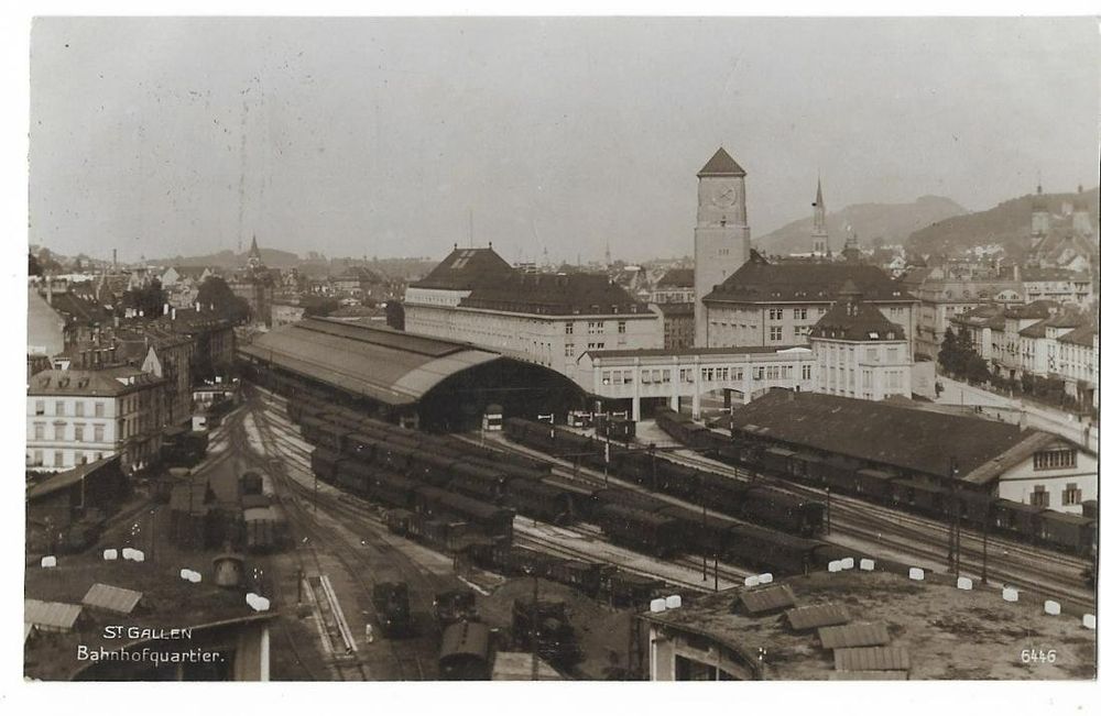 ST.GALLEN: Bahnof mit Zügen, Foto-AK 1922 (Gebraucht) in Engelburg für ...