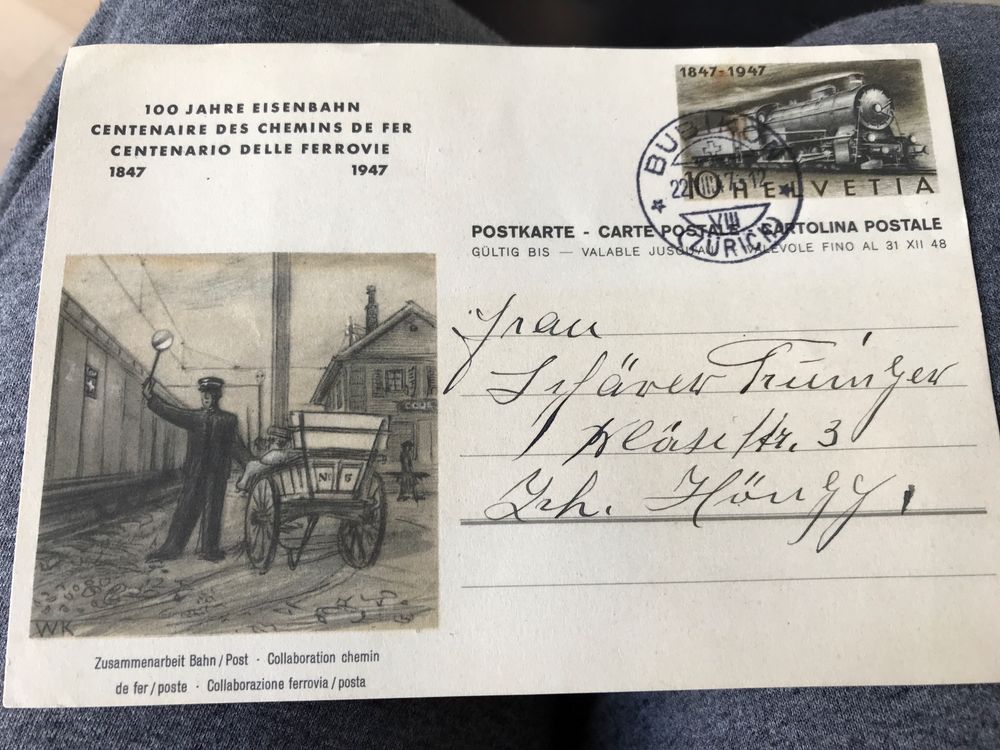 Briefmarke Postkarte Eisenbahn 1947 (Gebraucht) in Flawil für CHF 1 – mit Lieferung auf Ricardo ...