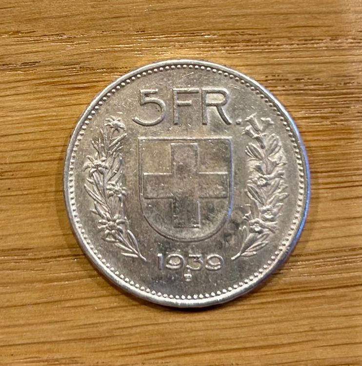 5 Franken Silbermünze 1939 (Gebraucht) in Hermetschwil-Staffeln für CHF 10 – mit Lieferung auf ...