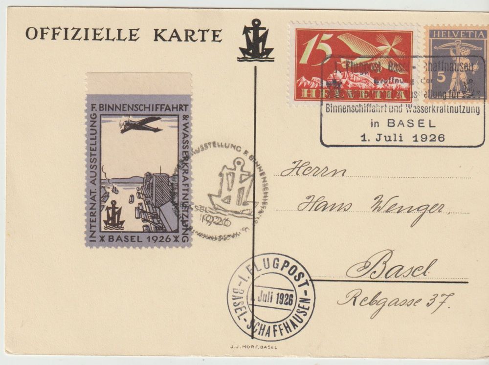 Vol 1926 Vignette Basel-Schaffhausen (Gebraucht) in Biel/Bienne für CHF 15 – mit Lieferung auf ...