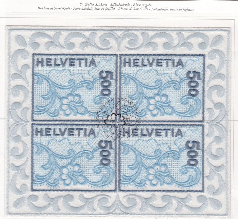 CH Viererblock "Stickereimarke 2000", ET | Kaufen auf Ricardo