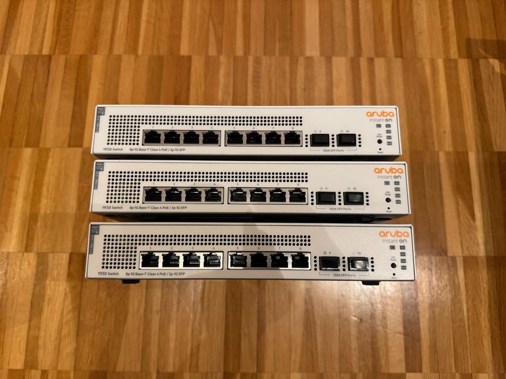 1x3 Stück HP Aruba Instant On 1930 Switch 8p 1GB Base-T 4PoE (Gebraucht ...