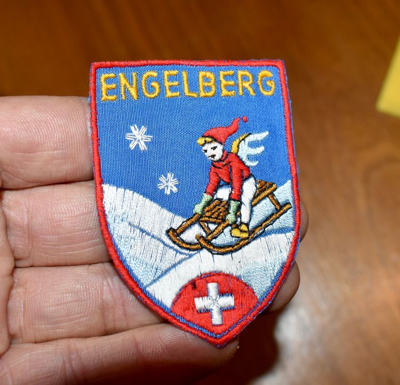 VINTAGE Badge ENGELBERG 1 nos ST. GALLER STICKEREI abzeichen (Gebraucht ...