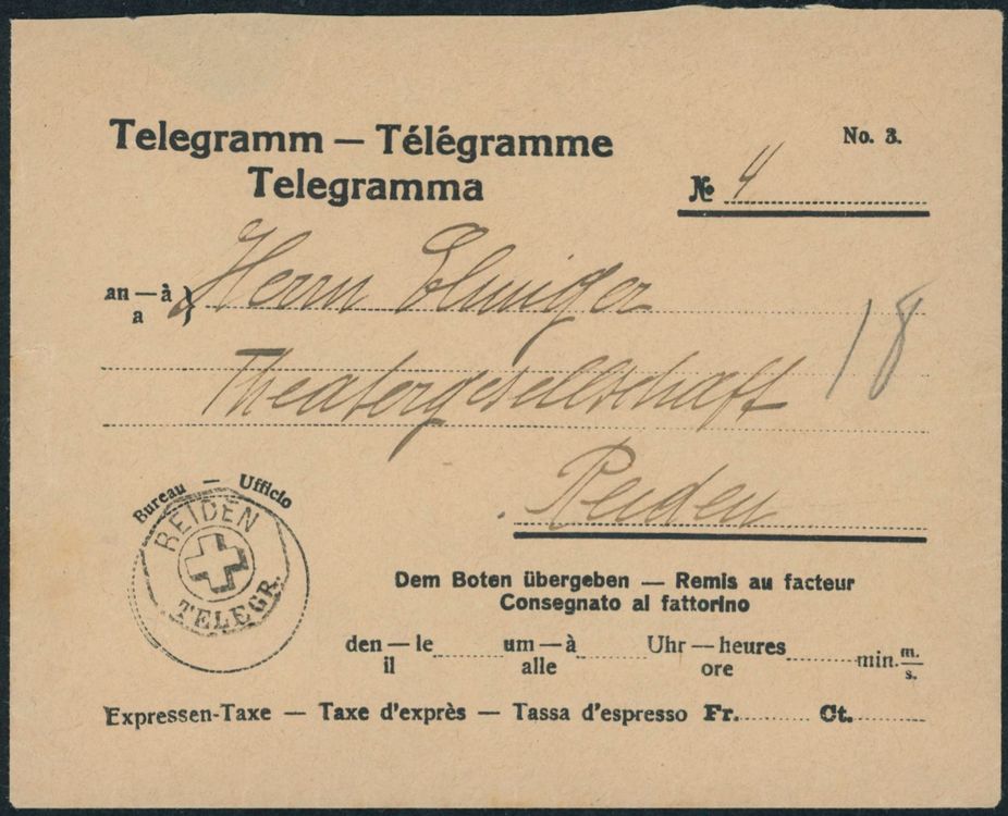 LU Reiden - Telegraphenstempel - Brief (Gebraucht) in Schindellegi für ...