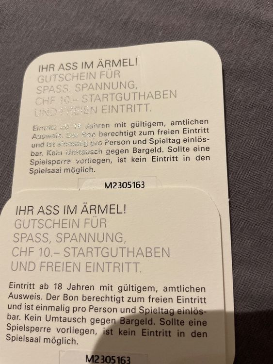 2 Eintritte Grand Casino Baden inkl. Startguthaben | Kaufen auf Ricardo