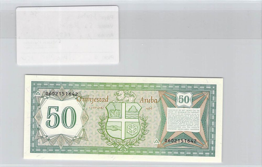 Billet Aruba - 50 Florins - 1.1.1986 - Pick4 (Gebraucht) in Genève für ...