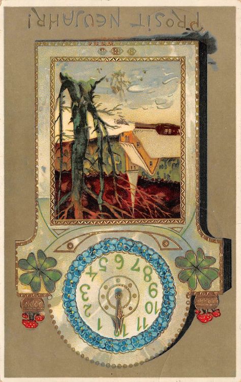 Neujahr, Winterlandschaft, Gold Präge AK | Kaufen auf Ricardo