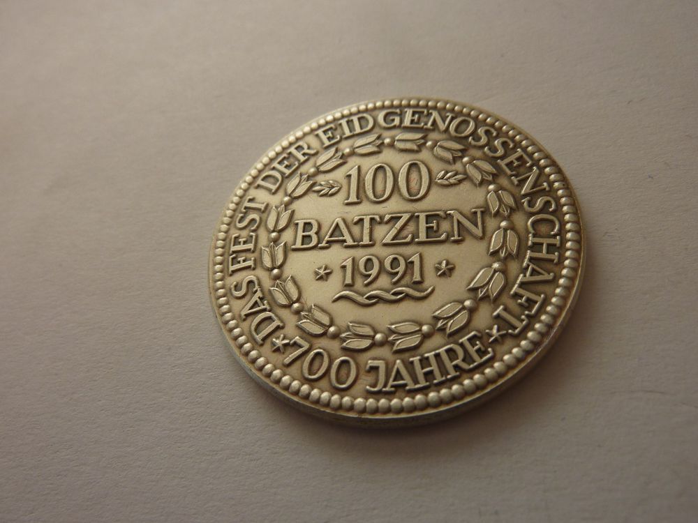 Silbermedaille : 100 Batzen , Kanton Schwyz 1991 (Neu (gemäss ...