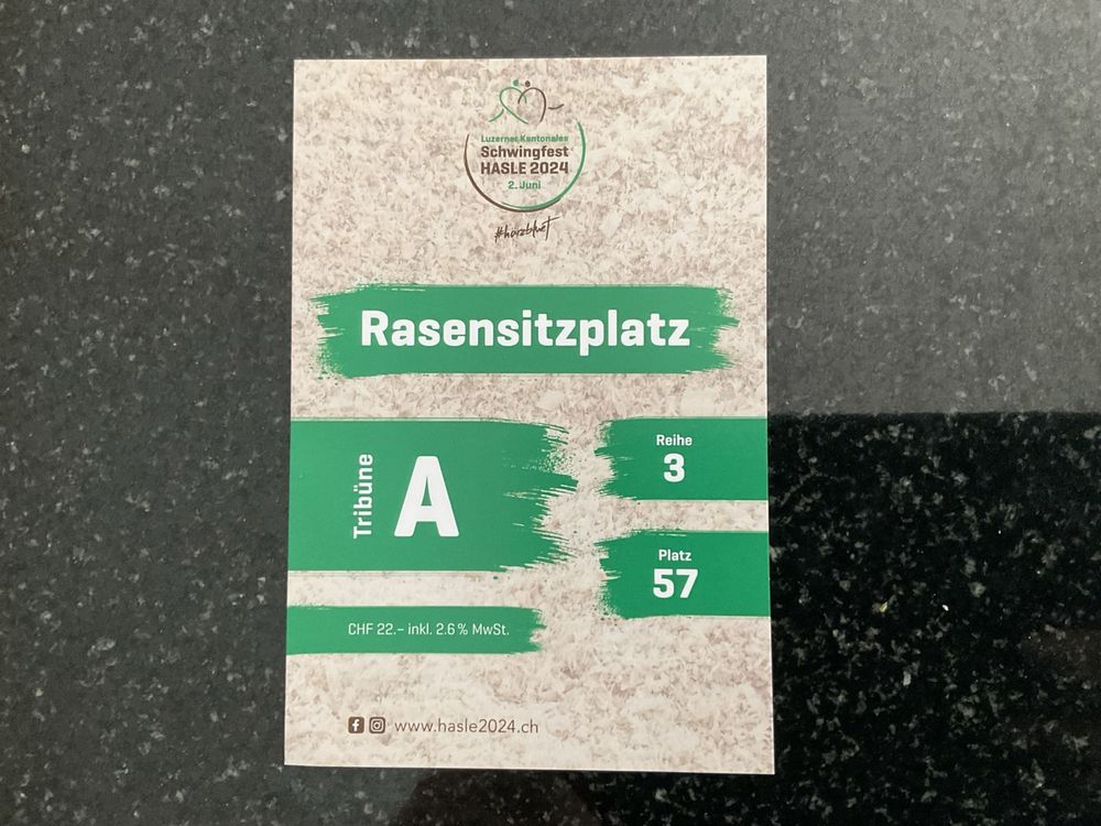 Ticket Luzerner kantonales Schwingfest 2024 | Kaufen auf Ricardo