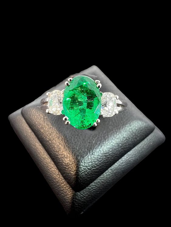 Smaragd 1.54ct Ring mit Diamanten 18k Wg CB Gr 54 *S540 | Kaufen auf Ricardo