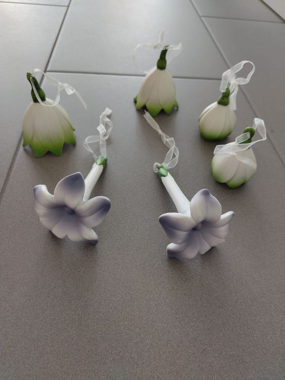 Lot de 6 décorations florales - fleurs en porcelaine | Kaufen auf Ricardo