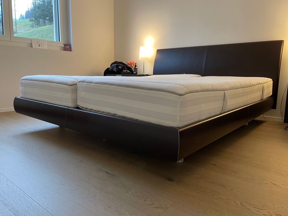 Komplet Ligne Roset Leder Bett 160 mit Matratzen Lattenrost | Kaufen ...