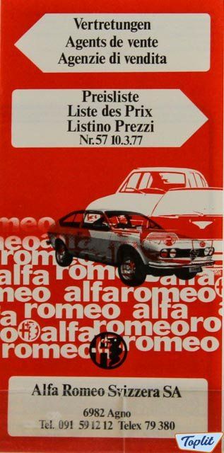 NEUWAGEN PREISLISTE ALFA ROMEO Alle 77 Modelle&Typen - 1977 | Kaufen ...
