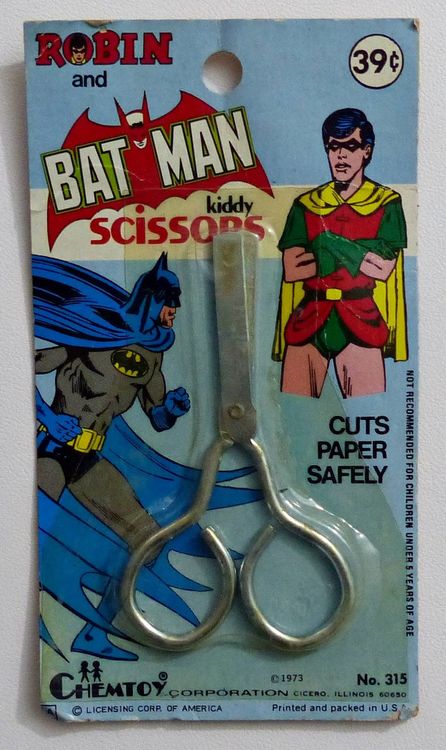 BATMAN & ROBIN VINTAGE KIDDY SCISSORS 1973 CHEMTOY USA (Neu (gemäss ...