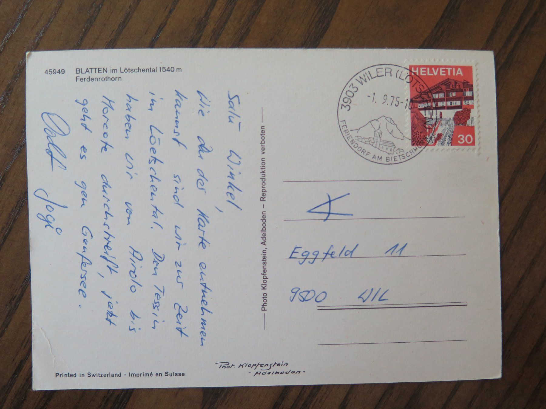 BLATTEN - LÖTSCHENTAL - FARB-AK - gel. 1975 (Gebraucht) in Wittenbach für CHF 8 – mit Lieferung ...