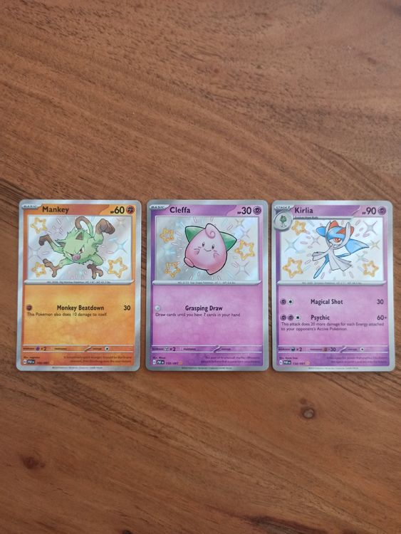 Pokemonkarten Paldean Fates Shiny Mankey, Cleffa, Kirlia EN (Neu ...