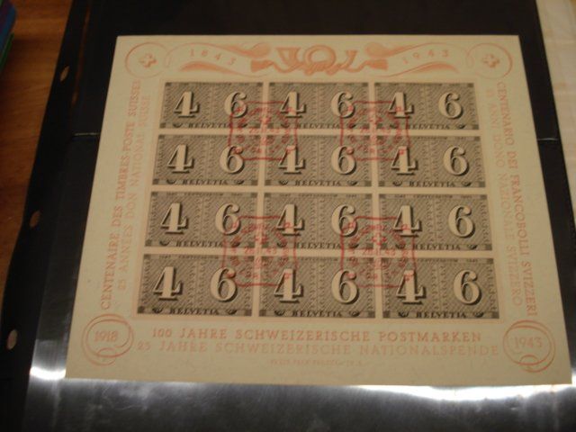 Luxusbogen 1943, 100 Jahre Schweizer Briefmarken ET-o (Gebraucht) in Niederwil AG für CHF 15 ...