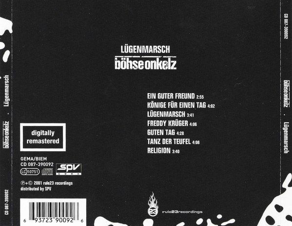 CD/ BÖHSE ONKELZ : LÜGENMARSCH (2001) RARITÄT - DEUTSCH ROCK (Gebraucht ...