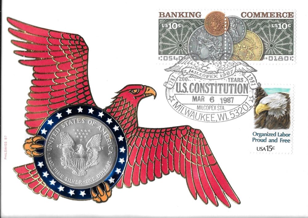Münzbrief USA 1 Dollar Eagle 1986 1 Unze Silber (Gebraucht) in Zürich ...